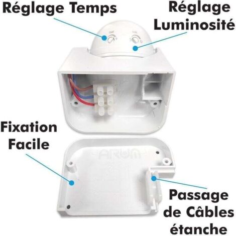 IP44 Outdoor Motion Detector, Surface Mount, Programmable, Infrared ...
