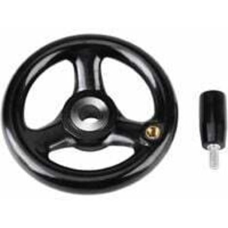 Handwheel - Black 3-spoke round handwheel handle. Plastic handwheel ...