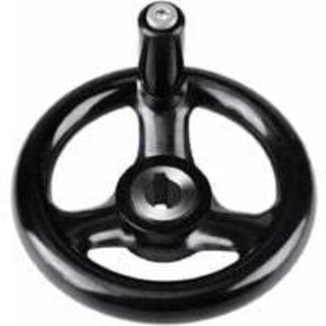 Handwheel - Black 3-spoke round handwheel handle. Plastic handwheel ...