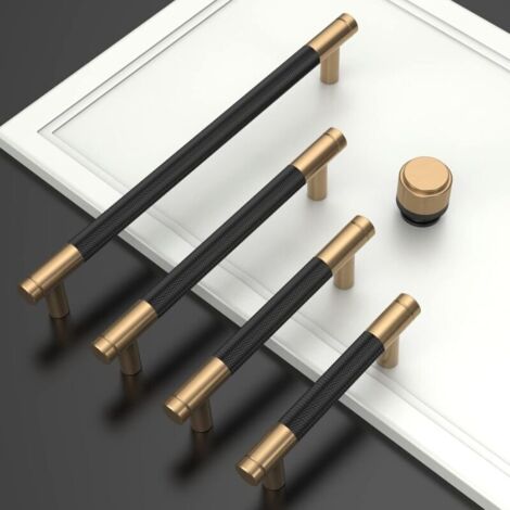 10 Pieces Black and Gold Kitchen Cabinet Handles 128mm Gold Alloy ...