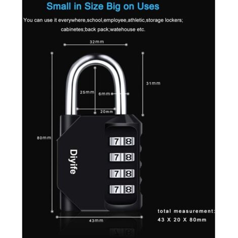 Combination padlock, [Pack of 2] 4-digit combination lock, padlock for ...
