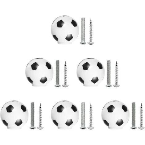 6PCS furniture knobs, children's football knobs, with 2 screw sizes ...