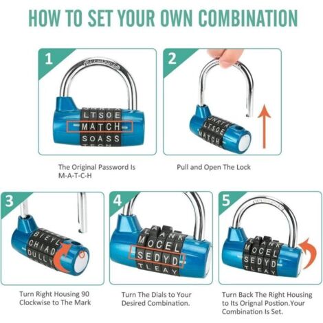 Gym locker lock, 5-letter lock, 5-digit combination lock, gym locker ...