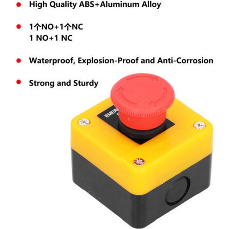 10A Waterproof Emergency Stop Button 1NO 1NC, Emergency Push Button ...