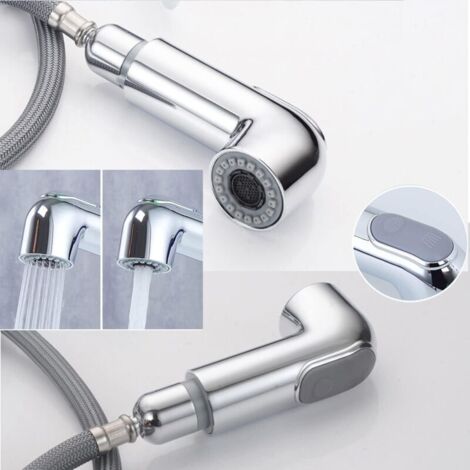 Bathroom sink faucet with pull-out spray, single-lever mixer tap with 2 ...