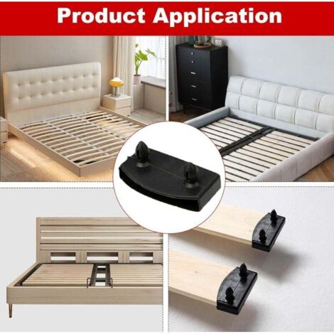 Set of 20 55mm slatted bed base supports, black internal side support ...