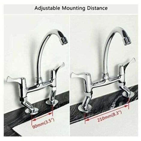 Renaissance Retro Kitchen Sink Mixer Tap with Two Brass Bridge Handles ...