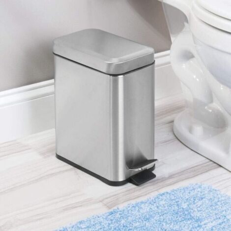 Rectangular metal bin with lid, compact bin with removable liner and ...