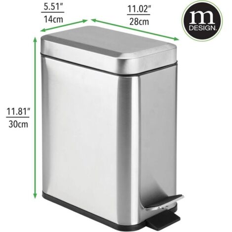 Rectangular metal bin with lid, compact bin with removable liner and ...