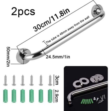 Pcs Stainless Steel Bath Grab Bar, Sturdy Wall-Mounted Stainless Steel ...