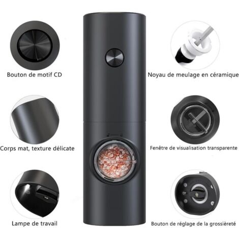 Electric Salt and Pepper Mill Set, Pepper Mill with Base, Small Brush ...