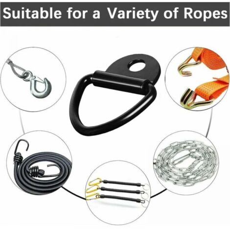 6-piece D-ring mounting tie-down ring 85x63mm, black carbon steel tie ...
