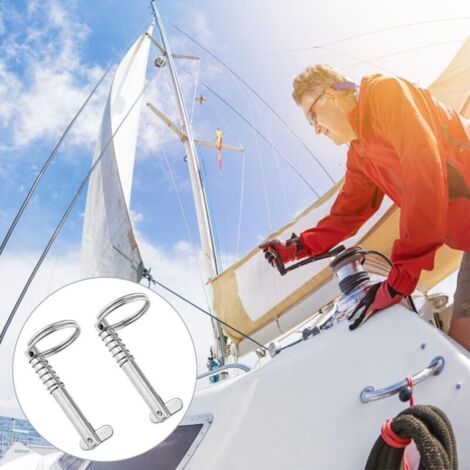 Set of 2 safety pins, 8 x 76 mm, 316 stainless steel safety pin for boats