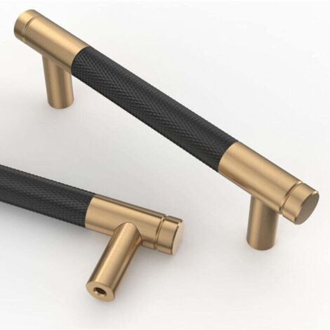 10 Pieces Black and Gold Kitchen Cabinet Handles 96mm Gold Alloy ...