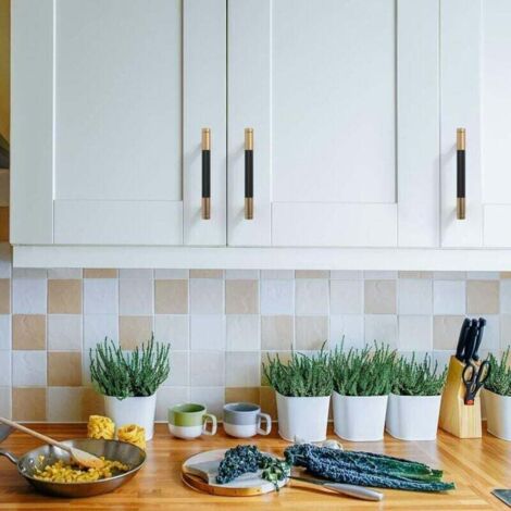 10 Pieces Black and Gold Kitchen Cabinet Handles 96mm Gold Alloy ...