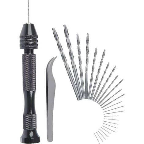 Adjustable Hand Drill with Helical Bits, 25-Piece Mini Twist Drill Bit ...