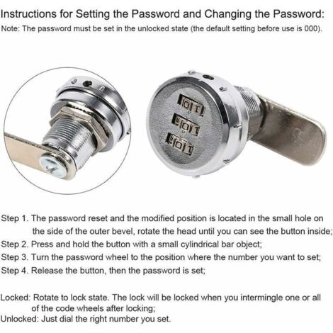 Code Lock, Mechanical Digital Drawer Cabinet Lock, 3-Digit Combination ...