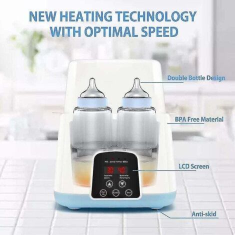 Baby Bottle Warmer & Bottle Sterilizer, 6 In 1 Double Bottle Warmer For ...