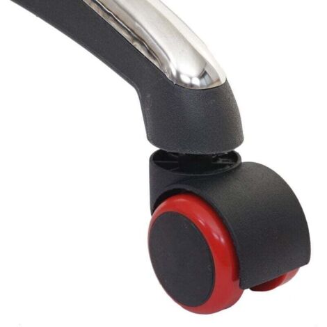 Set of 5 swivel chair casters, 50 mm, made of red polyurethane plastic