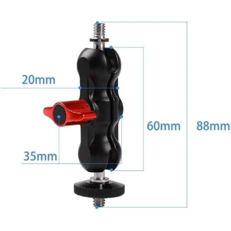 Magic Arm Dual Ball Joint Mount Adapter – 360-degree rotation, aluminum ...