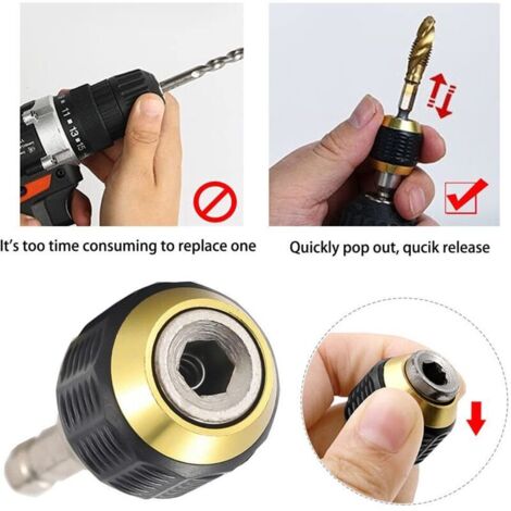 Set of 2 hexagonal shank drill bit extensions, screwdriver bit holder ...
