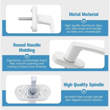 Set of 2 White Aluminum Window Handles - Keyless Window Lock, Ideal for ...