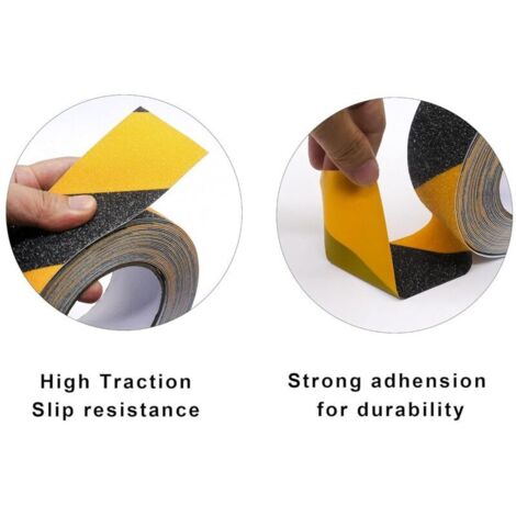 Anti-slip strips, 2 rolls of 50 mm x 10 m, black-yellow, anti-slip grip ...