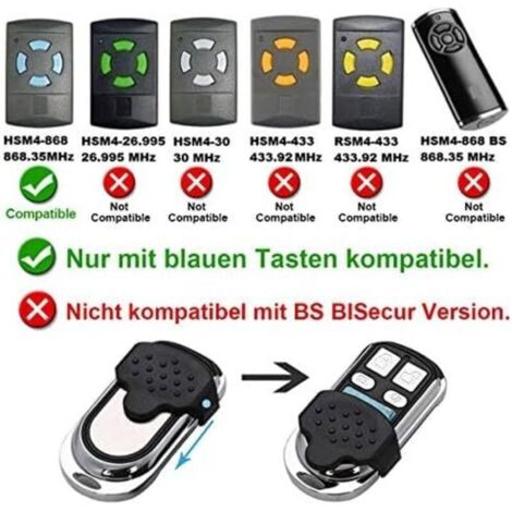 Garage Door Duplicator Remote Control 868MHz, 100% Compatible with ...