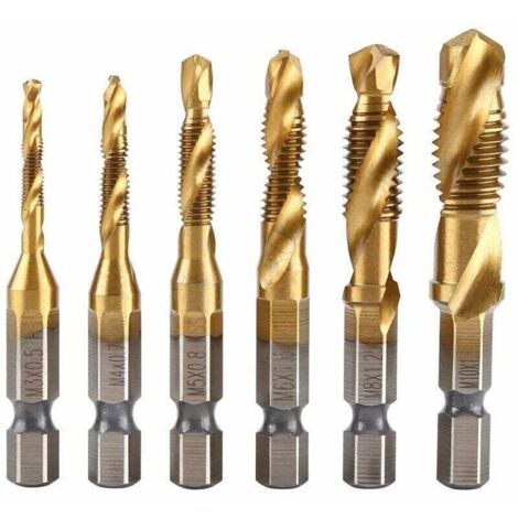 Set of 6 threaded taps, tap drill, metric thread M3-M10 with HSS ...