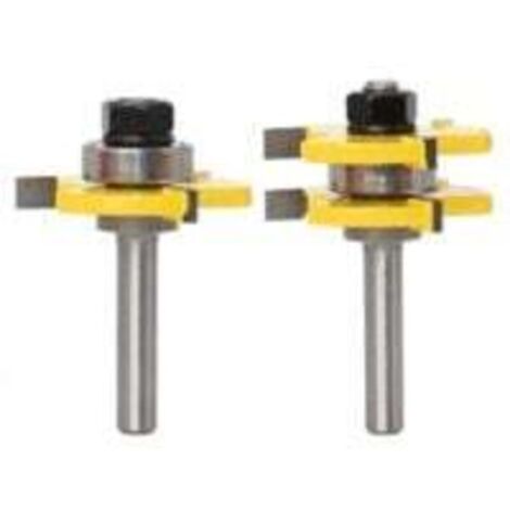 Tongue and groove router bit set, 3 flutes, 8mm shank, T-shaped wood ...