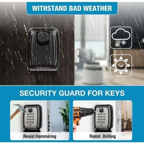 Waterproof Secure Key Box, Wall-Mounted Key Box, Outdoor Key Safe ...