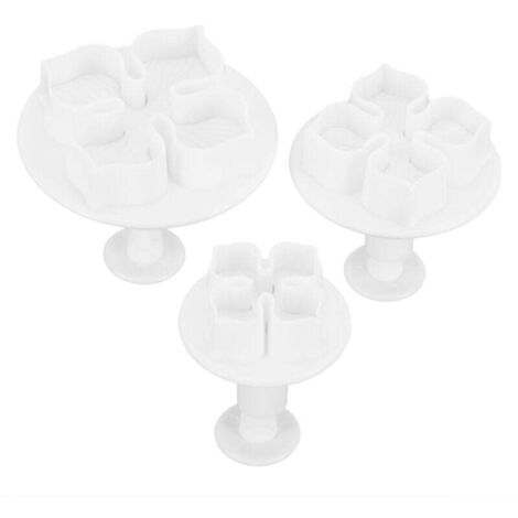 3-Piece Cake Decorating Mold Set, Mini Plastic Piston Molds for Fondant ...
