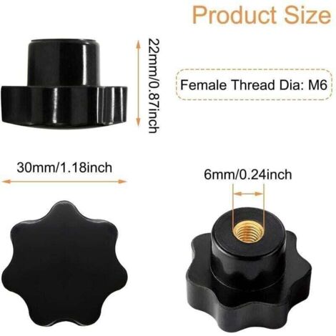 M6 Star Knobs, M6 Female Screw Knurled Thread Clamping Knob, for ...