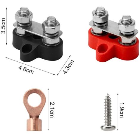 2-Piece M8 Battery Power Distribution Terminal Block, 12V-48V Dual ...
