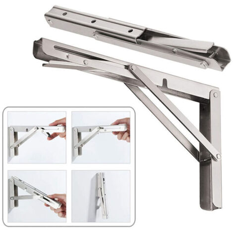 2-Piece Bracket - 250mm Stainless Steel Folding Shelf Support, Folding ...