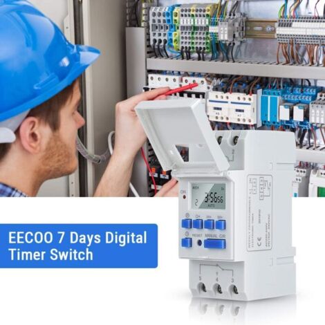 AC 220V 15A Timer Relay - DIN Rail Mounted - Programmable LCD - 16 ...