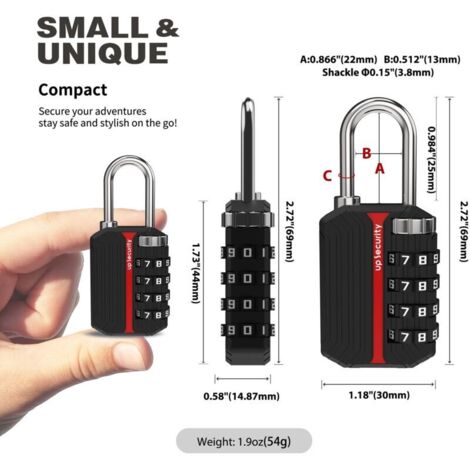 Combination lock for lockers, 4-digit combination lock, padlock with ...
