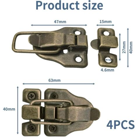 4-Piece Set of Retro Wooden Box Latches, Trunk and Chest Closures, with ...