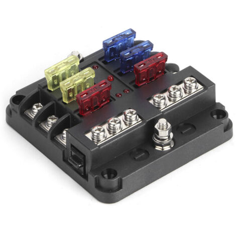 Circuit Blade Fuse Box 12-36V with Negative Bus, Red LED Indicator ...