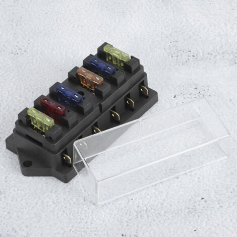 6-Way Blade Fuse Box 12-36V 6 Inputs 6 Outputs with 6 Fuses, Universal ...