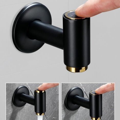 Wall-mounted cold water tap with honeycomb spout and push-button switch ...