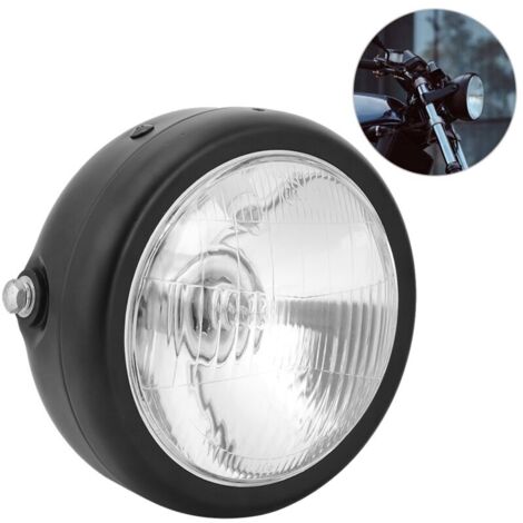 Retro Black Alloy Shell White Round Lens Motorcycle Headlight Fits ...