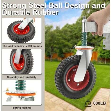 20cm Gate Wheel for Metal Gates, 272kg Capacity, 360° Rotating Spring ...