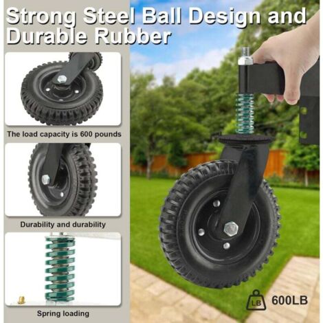 20cm Gate Wheel for Metal Gates, 272kg Capacity, 360° Rotating Spring ...