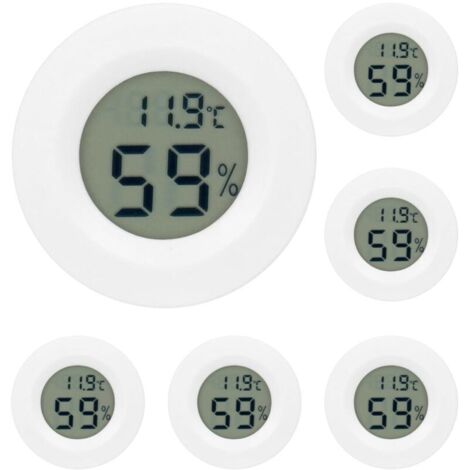 Set of 6 mini round digital thermometers and hygrometers for indoor and ...
