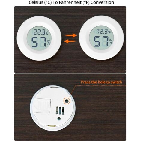 Set of 6 mini round digital thermometers and hygrometers for indoor and ...