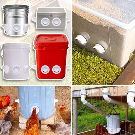 6-Port Poultry Feeder, Rainproof Gravity Feeding Kit with Insect-Proof ...