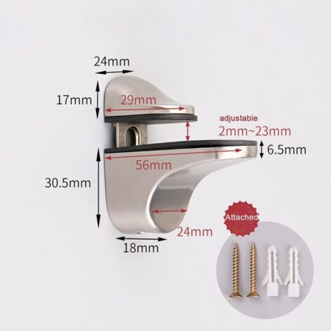 Adjustable Glass Shelf Brackets, 4 Pcs Glass Shelf Supports, Wall ...