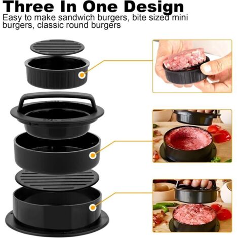 3-in-1 Hamburger Press, Burger Press, Non-Stick Hamburger Mold ...