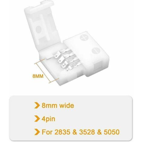 20PCS 4-pin LED connector, 8mm RGB LED strip connector for 2835 3528 ...